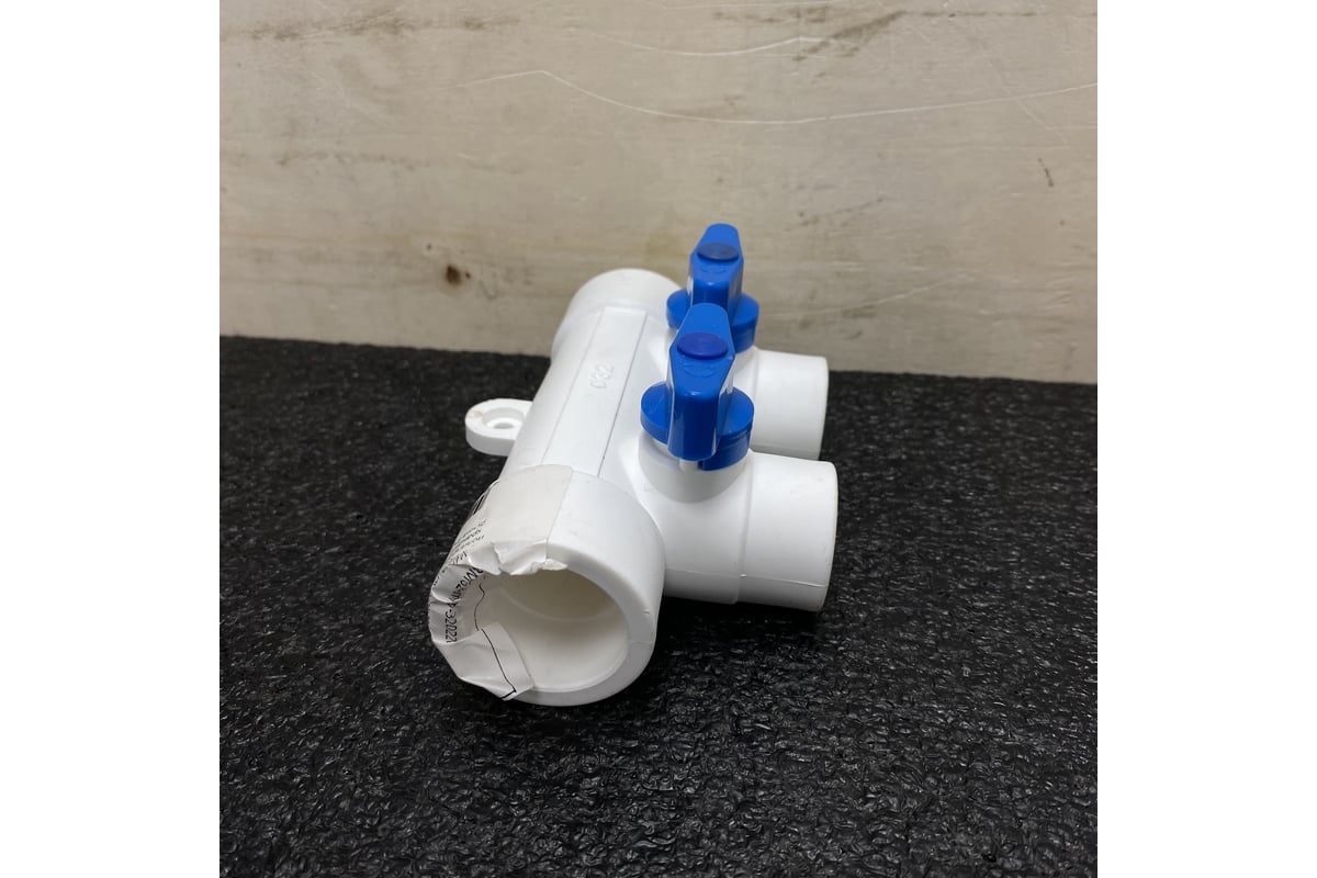 Коллектор полипропиленовый Millennium 32 мм, с кранами, 2 выхода, синяя ...