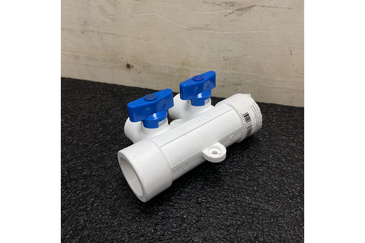 Коллектор полипропиленовый Millennium 32 мм, с кранами, 2 выхода, синяя ...