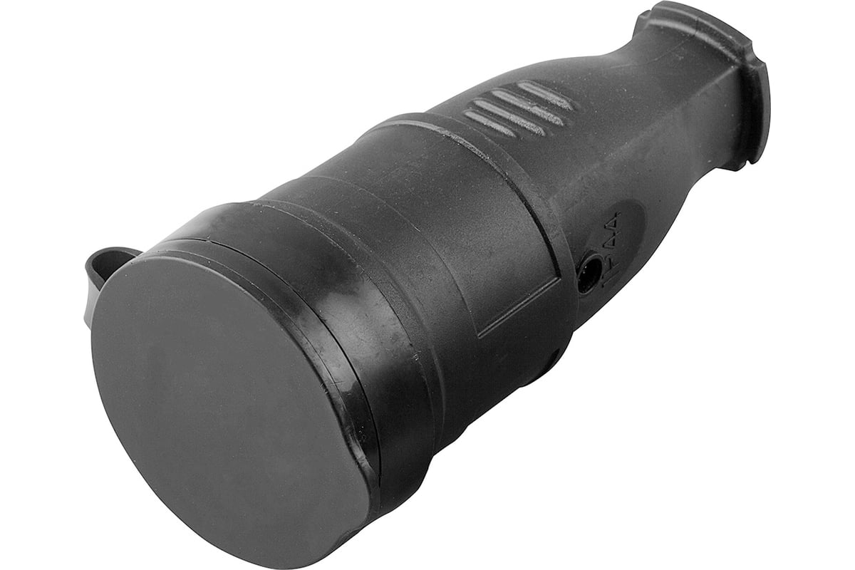 Переносная розетка STEKKER с крышкой, одноместная, 230В 16А IP44 черная ...