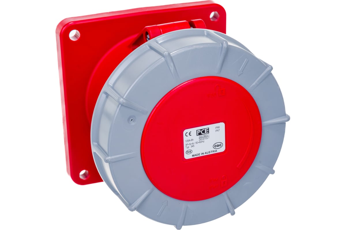 Встраиваемая розетка PCE 125А 400V 3P+N+E IP67 345-6 - выгодная цена ...