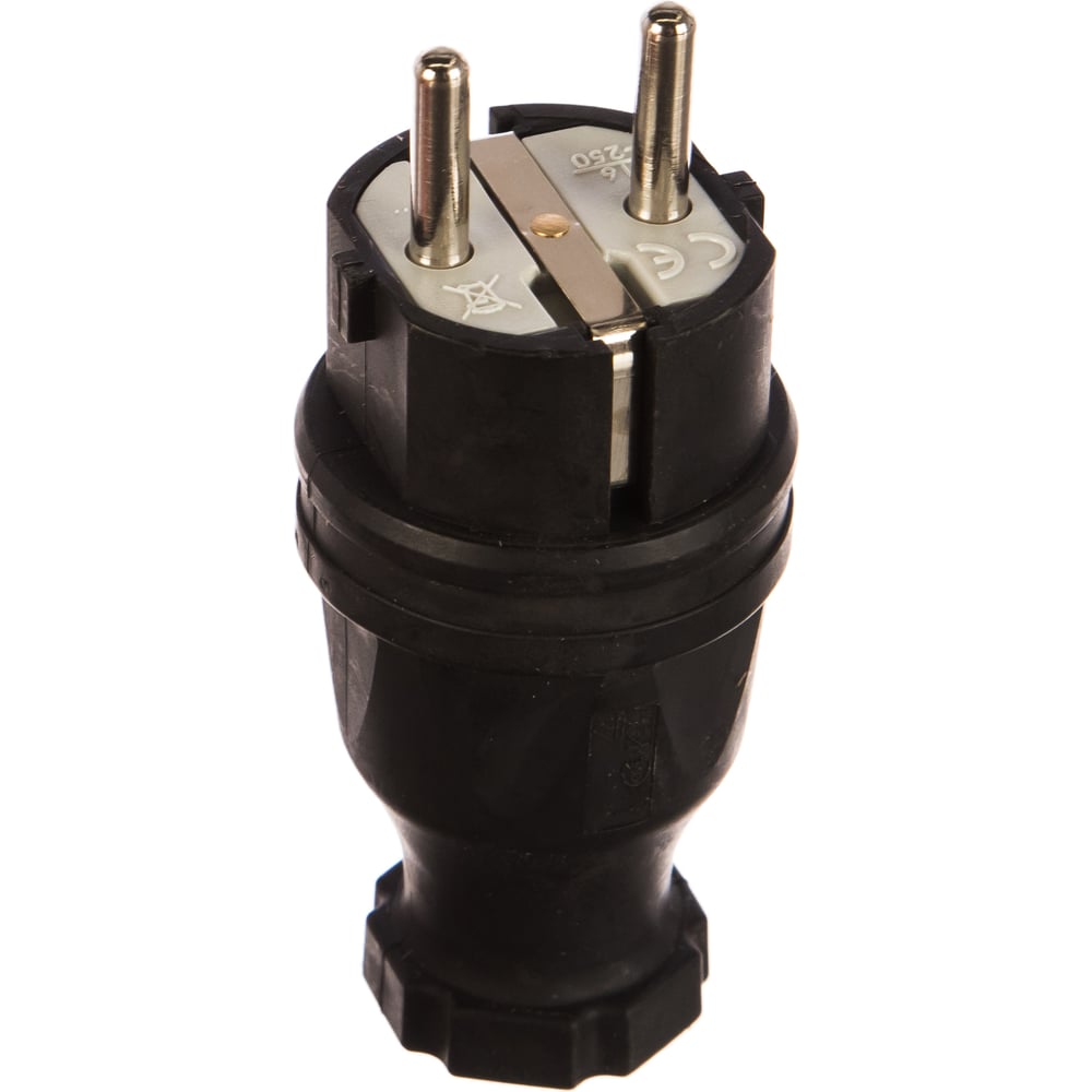 Кабельная вилка PCE 16A 220V 2P+E IP44 резиновый корпус, черная 0511-S ...