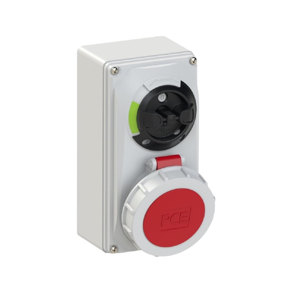 Розетка PCE настенная 16а/380v/3p+n+e/ip67, с выключателем и ...