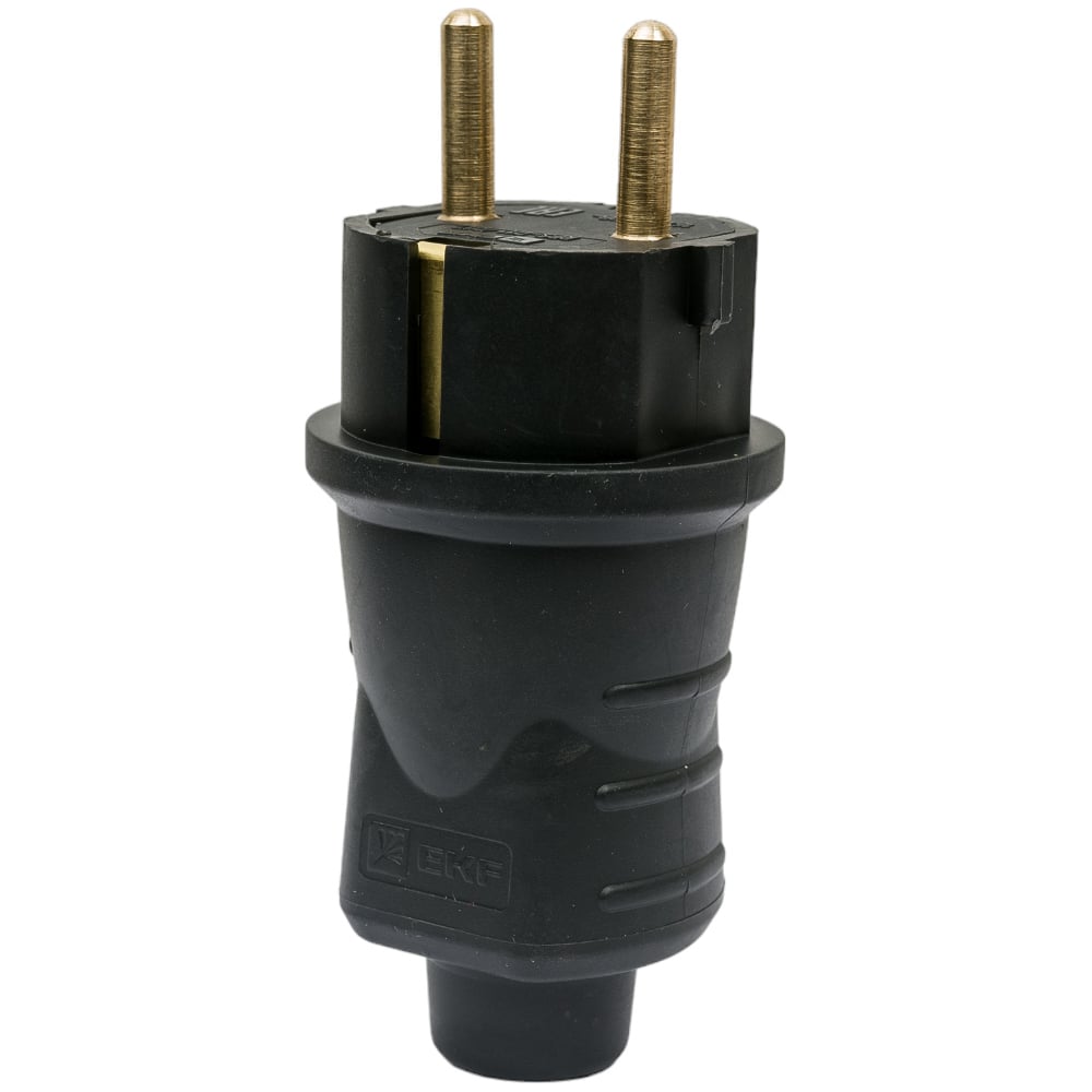 Прямая каучуковая вилка EKF 230В, 2P+PE, 16A, IP44 Марс RPS-011-16-230 ...