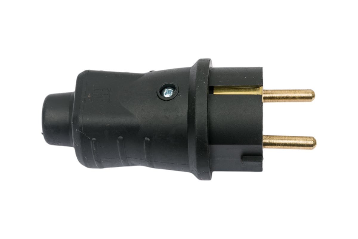 Прямая каучуковая вилка EKF 230В, 2P+PE, 16A, IP44 Марс RPS-011-16-230 ...