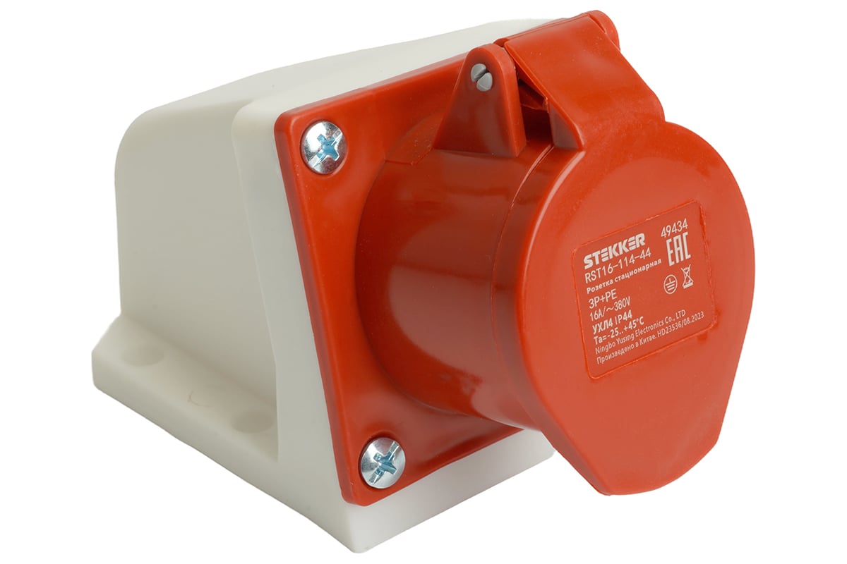 Розетка стационарная STEKKER ST-113 16А 220В 2P PE IP44, RST16-113-4 ...