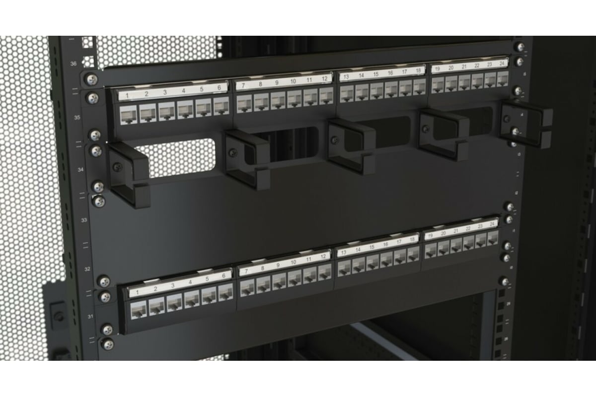 Фальш-панель на 1U Hyperline, BPV-1-RAL9005, цвет черный, RAL 9005 ...