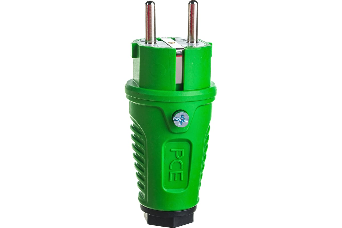 Кабельная вилка PCE 16A 220V 2P+E IP54 корпус зеленый, маркер черный ...