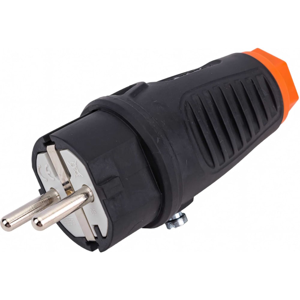 Кабельная вилка PCE 16A 220V 2P+E IP54 корпус черный, маркер оранжевый ...