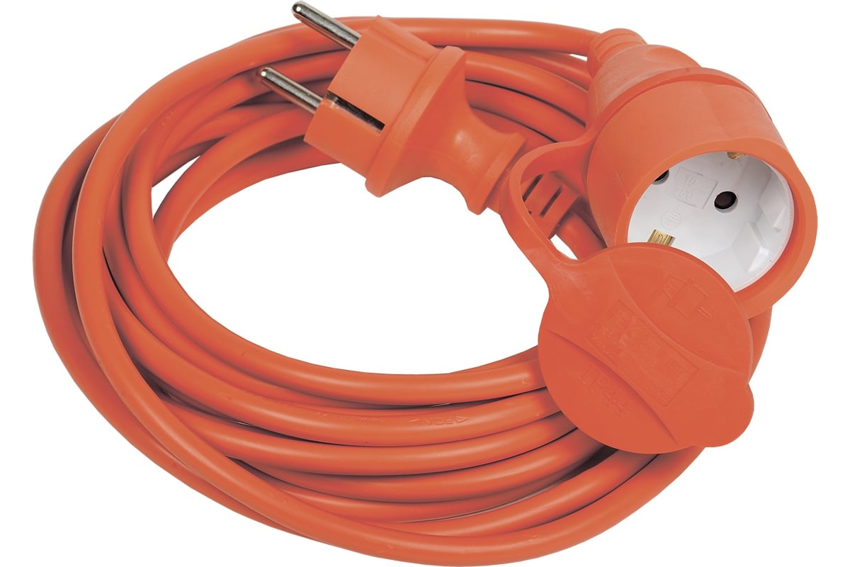 Шнур IEK УШ-01РВ, оранжевый, с вилкой и розеткой, 2Р+РЕ/50 метров, 3х1 ...
