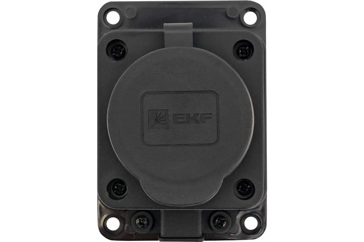 Одноместная каучуковая розетка с защитной крышкой EKF, 230В 2P+PE 16A IP44 PRO RPS-014-16-230-44 ...