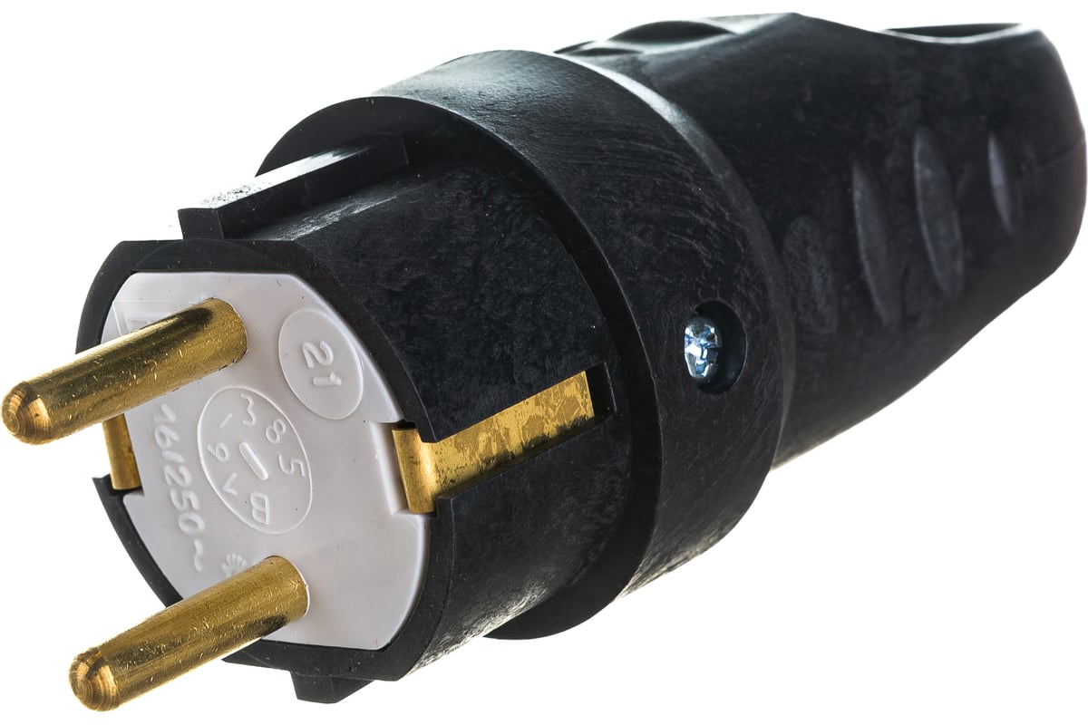 Вилка Bylectrica штепсельная с заземляющим контактом с кольцом каучук ...