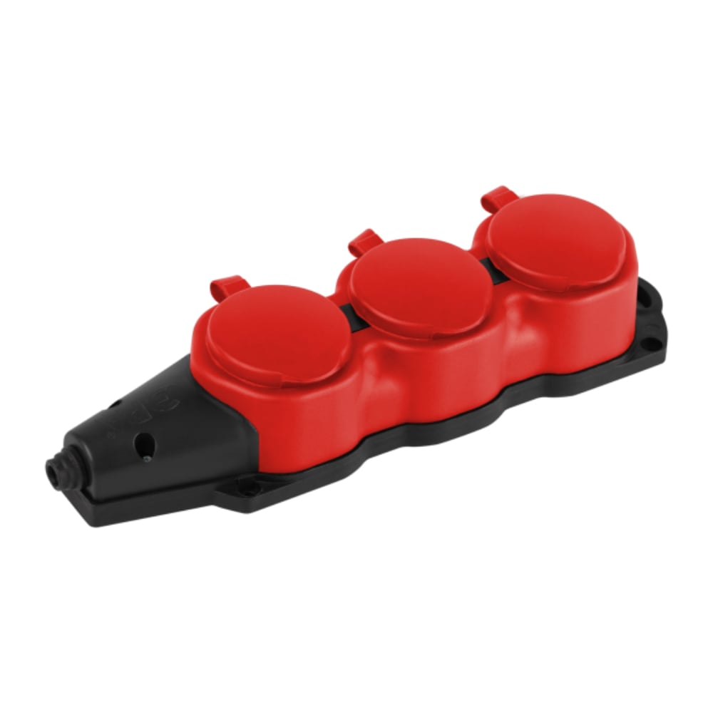 Колодка ЭРА KX3eREDIP44 каучуковая с заземлением 3 розетки 16A IP44 ...