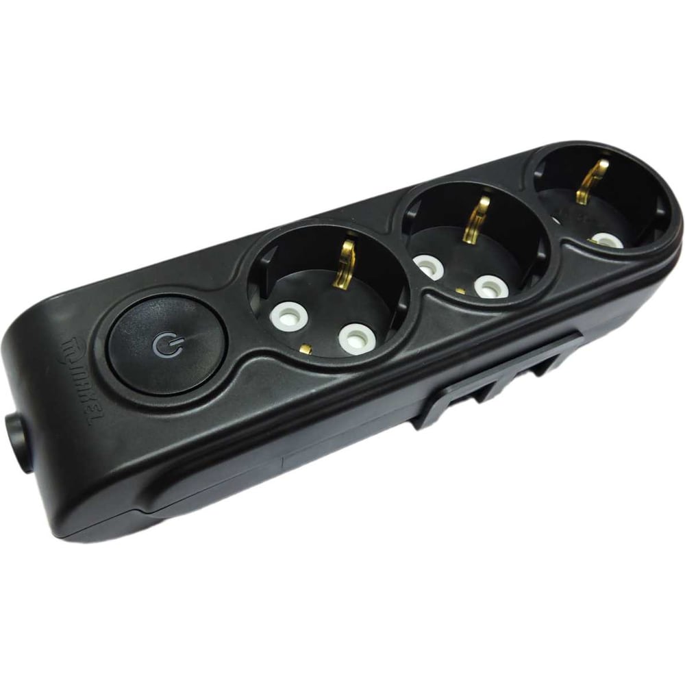 Колодка нового поколения MAKEL 3 гнезда, с защитой от детей, с/з и выкл., черная N3310100 ...