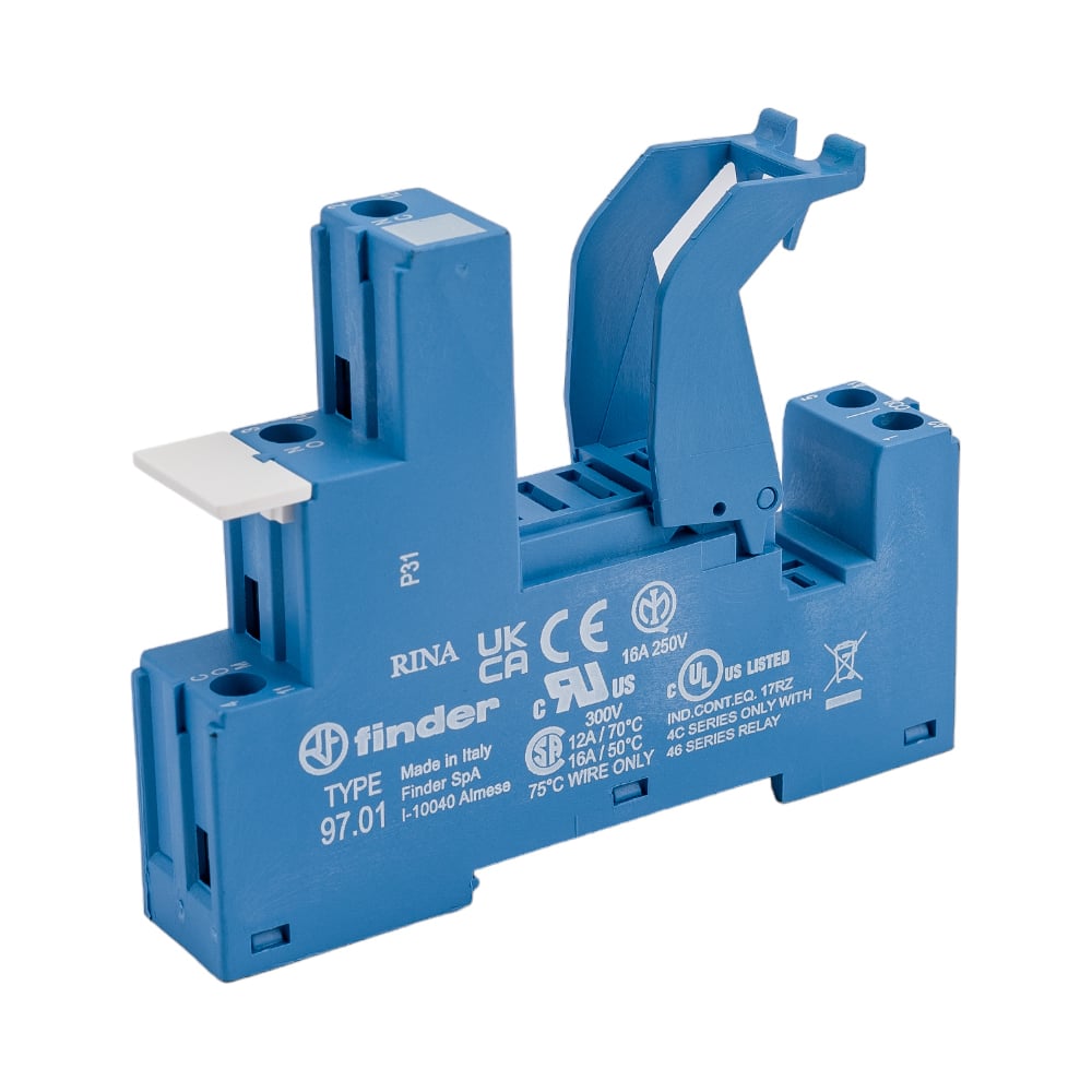 Розетка Finder для реле 46.61 и модуля 99.02/86.30, с разд-ми конт., с ...