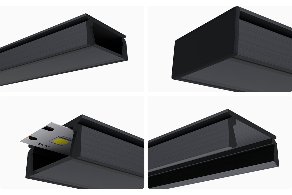 Профиль Apeyron алюм. для Led ленты, П-образный, накладной, черный, 15 ...