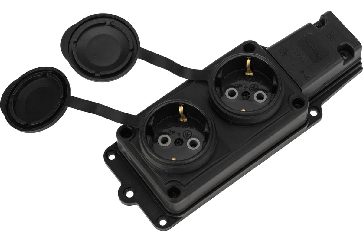 Штепсельная двойная влагозащищенная розетка PROCONNECT 2P+PE 230V, 16 А ...
