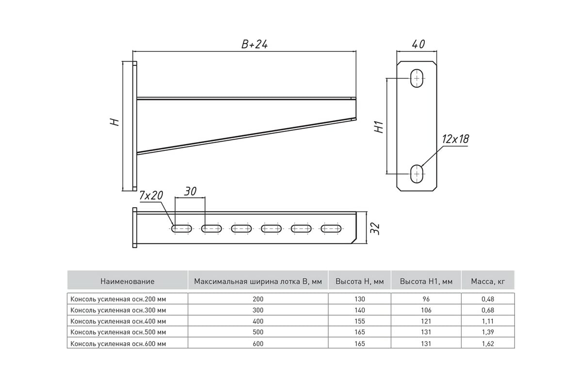 Усиленная консоль основание EKF 200 мм (2,5 мм) INOX ky200-INOX ...