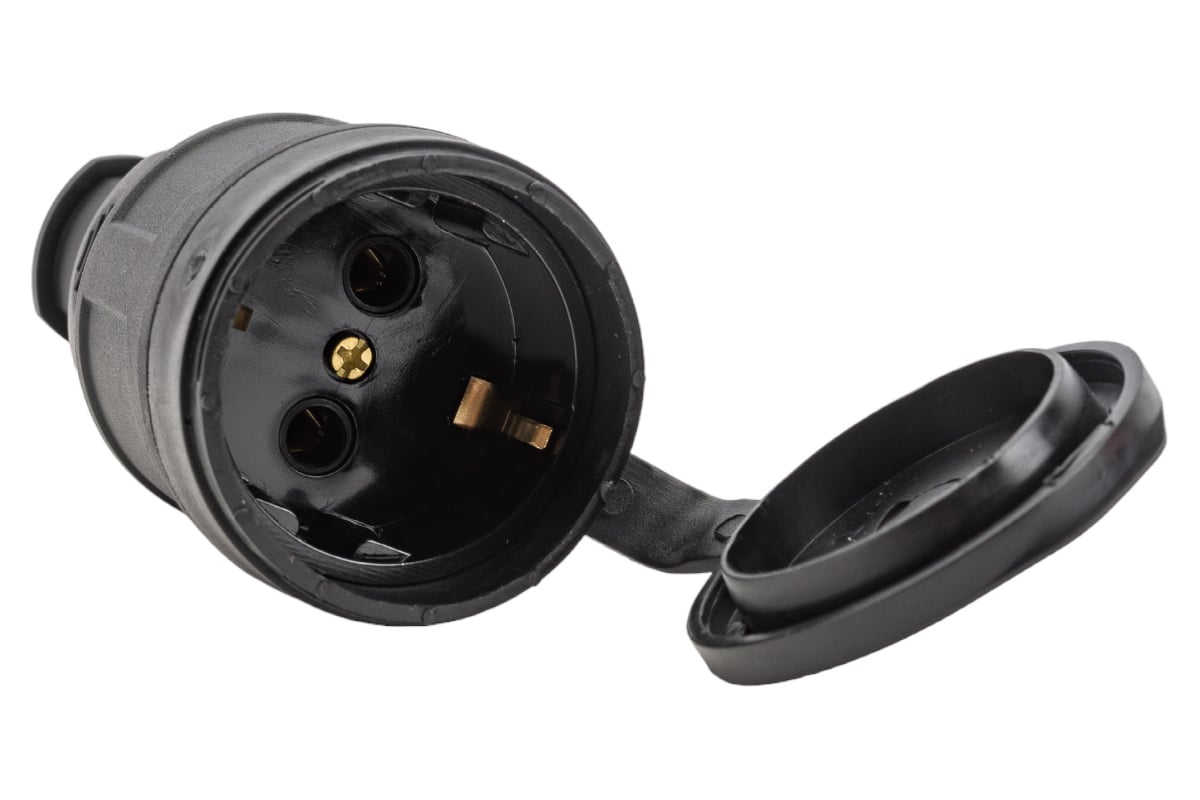 Розетка TDM ELECTRIC переносная с заглушкой каучук 2Р+РЕ 16А 250В IP44 ...