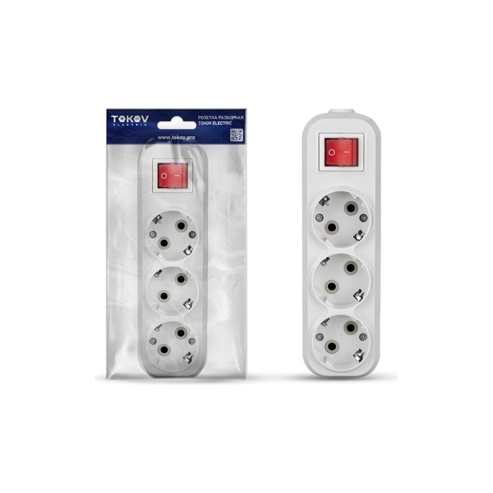 Колодка удлинителя TOKOV ELECTRIC 3-м 16а с заземл. с выкл. абс-пластик ...