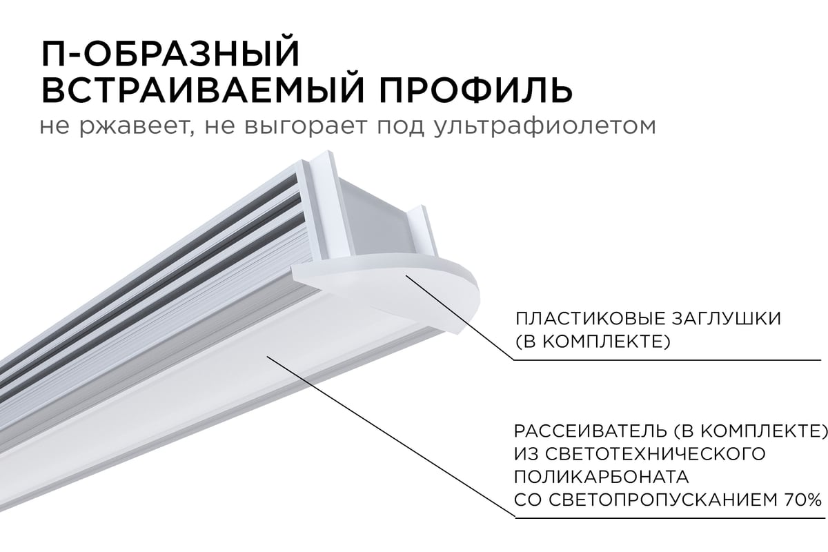 Алюминиевый врезной профиль Apeyron 12 мм глубокий для светодиодной ...
