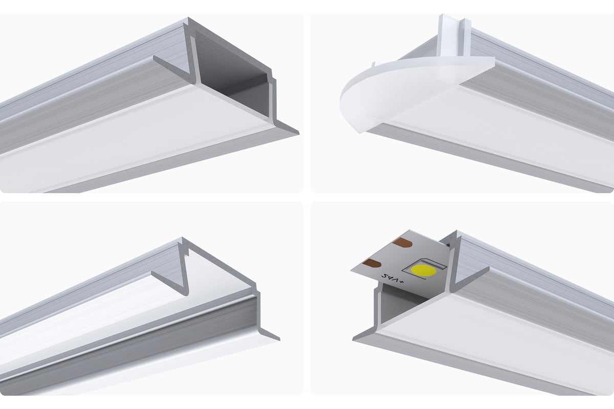 Алюминиевый прямой встраиваемый профиль Apeyron для светодиодной ленты ...