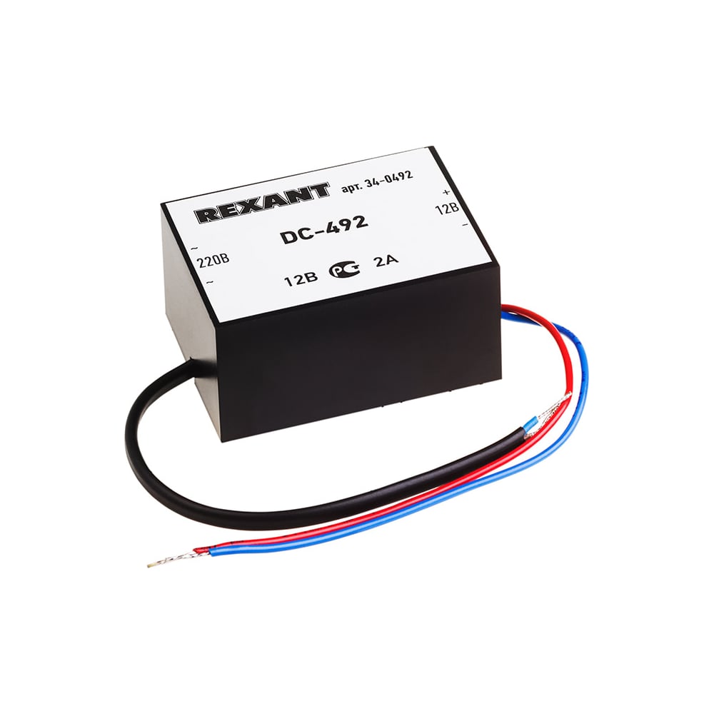 Блок питания REXANT стабилизированный 12в, 2а, внутренняя установка dc-492 34-0492 - выгодная ...