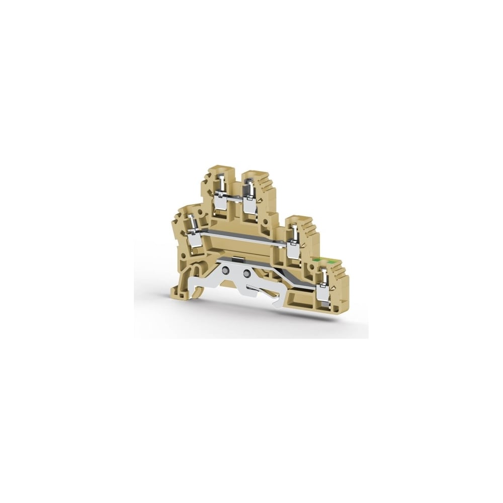 2-х ярусный клеммник Klemsan с контактом на рейку, 2,5мм.кв., (бежевый ...