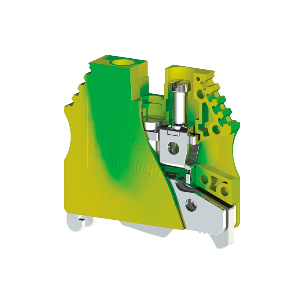 Клеммник на DIN-рейку Klemsan 6 мм.кв., земля; AVK 6TK/NM Серия V0 25 ...