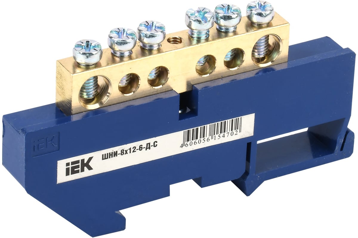 Нулевая шина на DIN-изоляторе IEK 8x12, 6 групп YNN10-812-6D-K07 ...