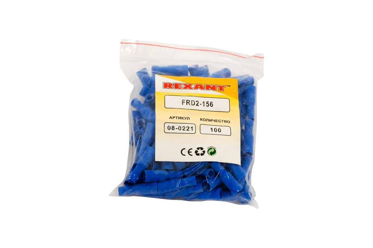 Штекерный изолированный разъем Rexant гнездо 4 мм 1 5 2 5 мм2 синий 100 шт 08 0221 выгодная