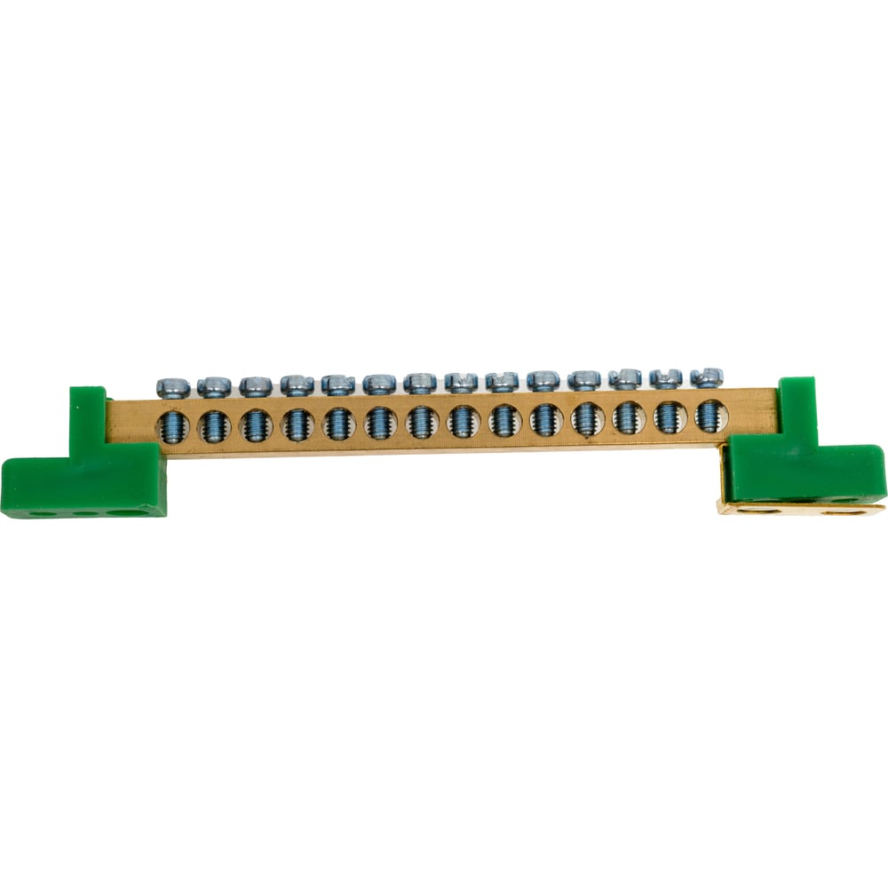 Шина EKF "0", PE, 6x9мм, 14 отверстий, латунь, с контактной пластиной ...