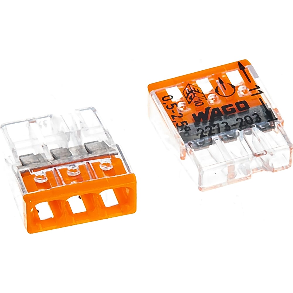 Клемма WAGO 3x2.5мм оранжевый/прозрачный 100 шт 2273-203 ЦБ-00013757 ...