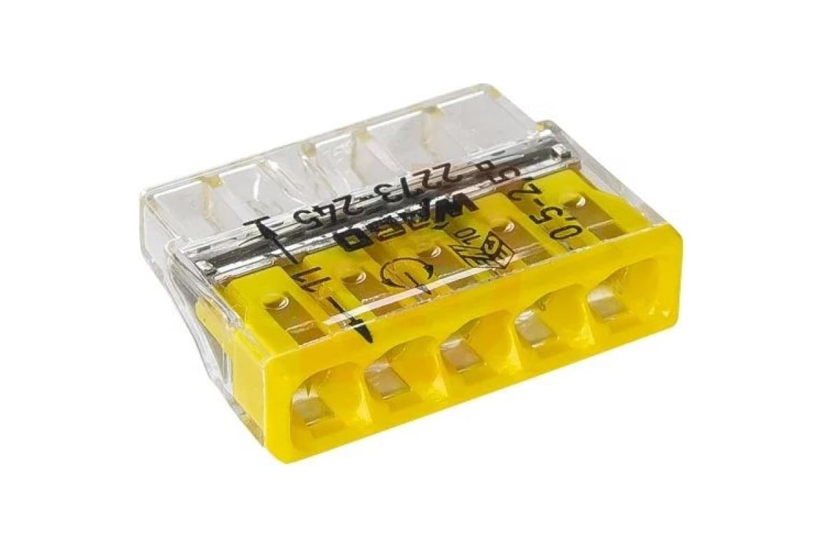 Соединительная клемма WAGO 5-ти проводная с пастой 2273-245 6 шт. в ...