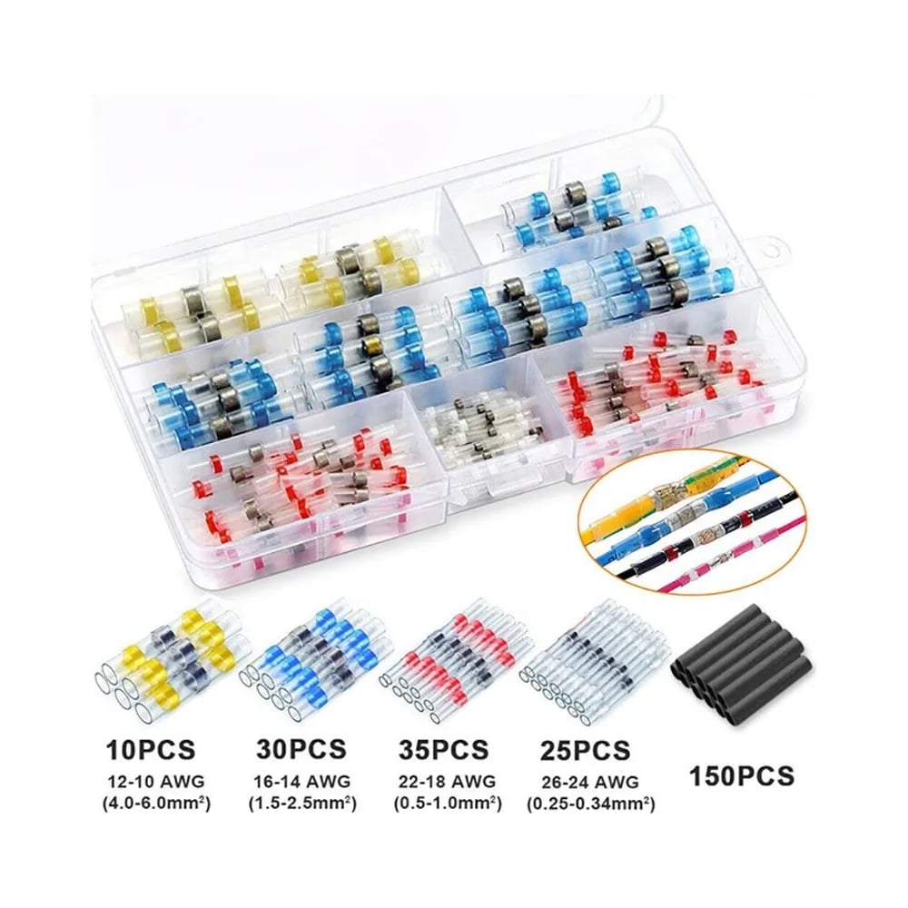 Набор термоусадочных соединителей Vitatools для проводов с припоем 250 штук, в контейнере TU ...