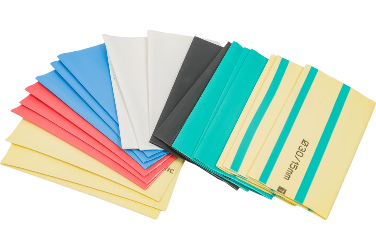 Термоусаживаемая трубка TDM ТУТнг 30/15 набор (7 цветов по 3 шт. 100мм ...