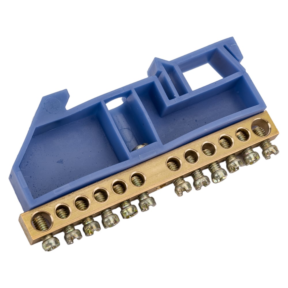 Нулевая N шина с синим изолятором на DIN-рейку REXANT 6x9 мм стойка большая 12 групп 11-2342 ...