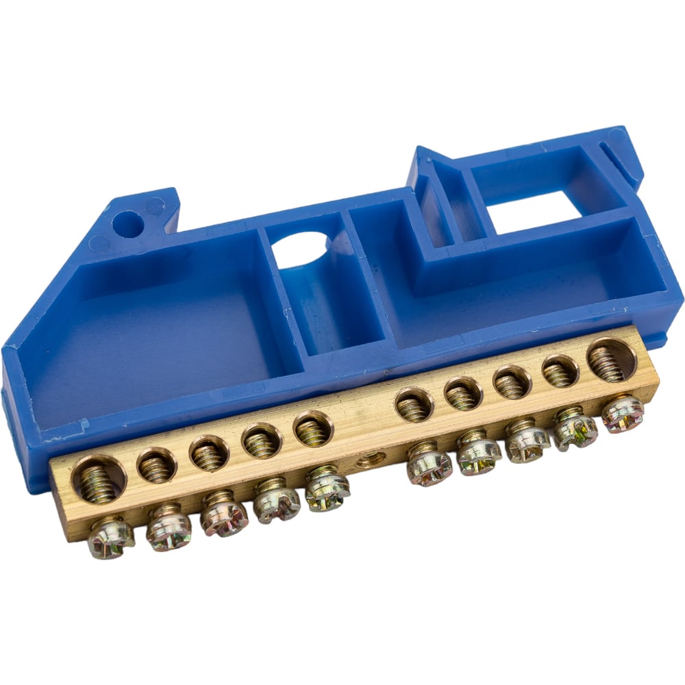 Нулевая N шина с синим изолятором на DIN-рейку REXANT 6x9 мм стойка большая 10 групп 11-2341 ...