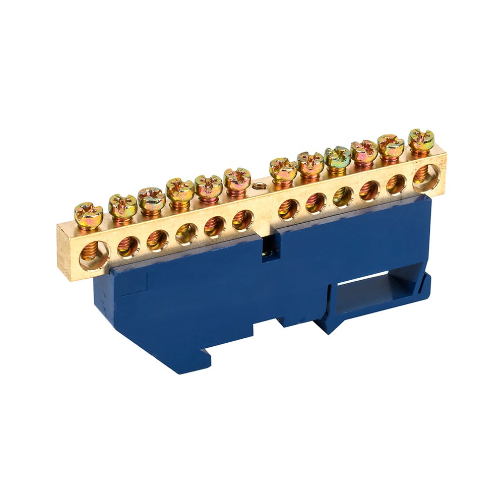 Нулевая N шина с синим изолятором на DIN-рейку REXANT 8х12 мм стойка большая 12 групп 11-2349 ...