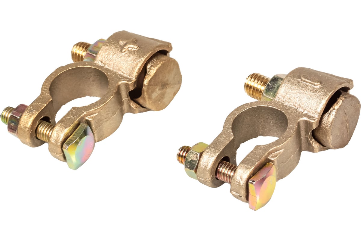 Клеммы АКБ StartVOLT в комплекте латунь, 8мм болт и гайка для проводов до 50 мм. кв. SBT 024 ...