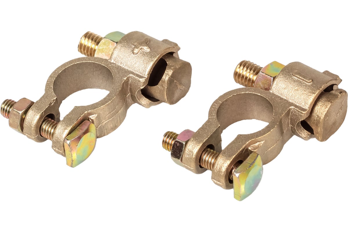 Клеммы АКБ StartVOLT в комплекте латунь, 8мм болт и гайка для проводов до 35 мм. кв. SBT 023 ...