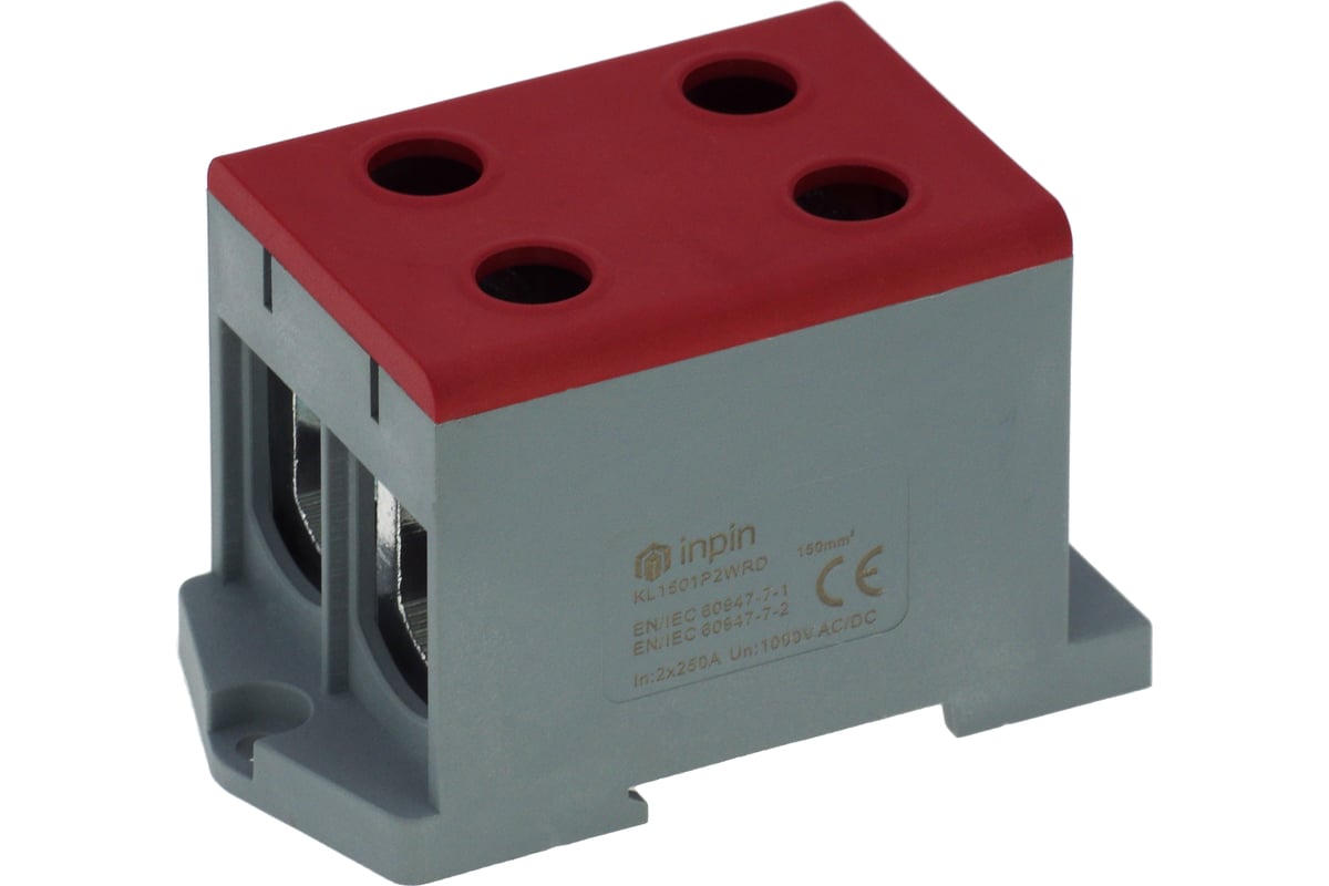 Клемма INPIN 4 подключения 25-150мм2 1000V 250/320А красная KL1501P2WRD ...