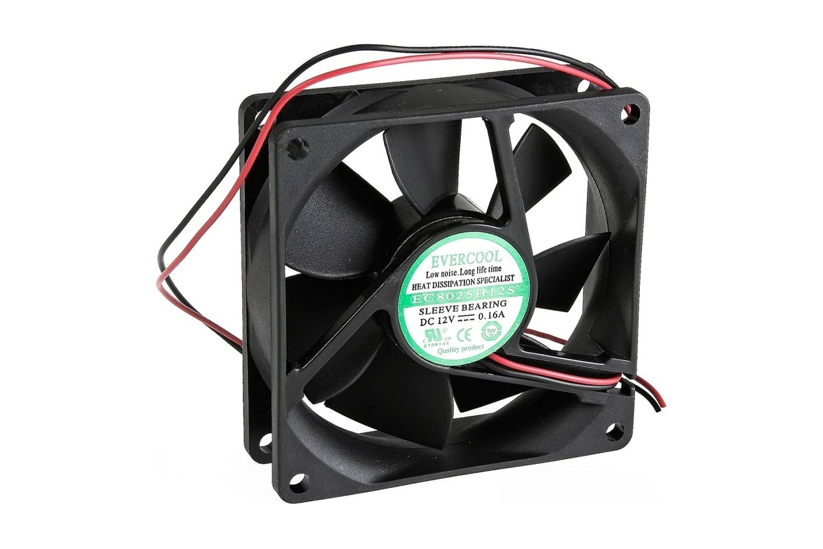 Вентилятор охлаждения EVERCOOL осевой, 80x80x25 12b EC8025H12S ...