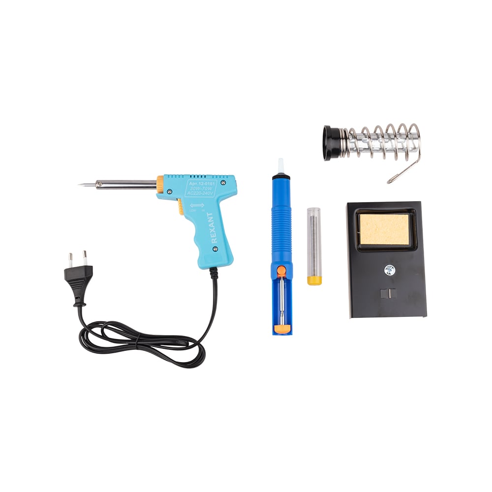 Набор для пайки: паяльник импульсный 30/70Вт, оловоотсос, подставка ...
