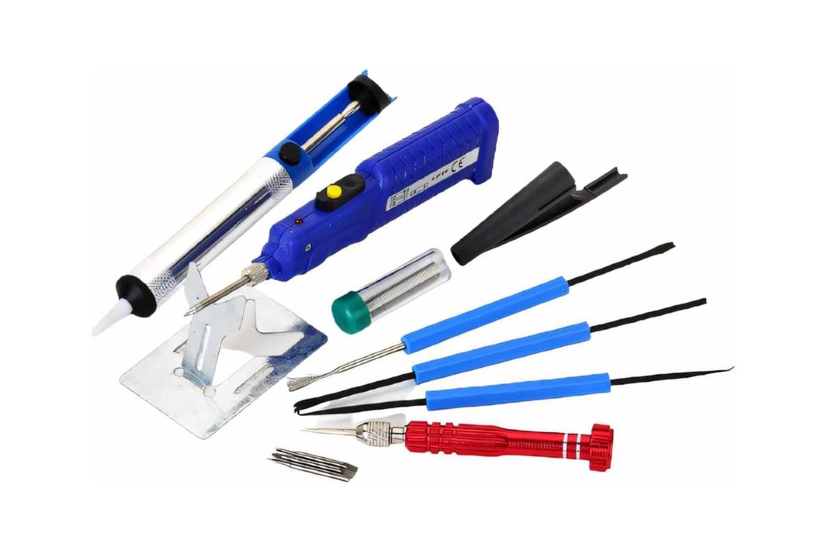 Набор для пайки: паяльник 8Вт, оловоотсос, подставка, припой, отвертка ...