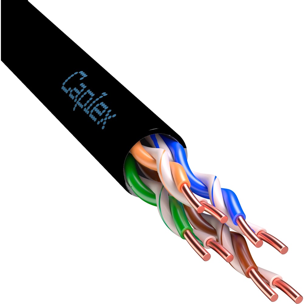 Кабель Caplex 0,47, кат. 5e UTP, PE, чёрный, коробка 305 м С4U5-0203047 ...
