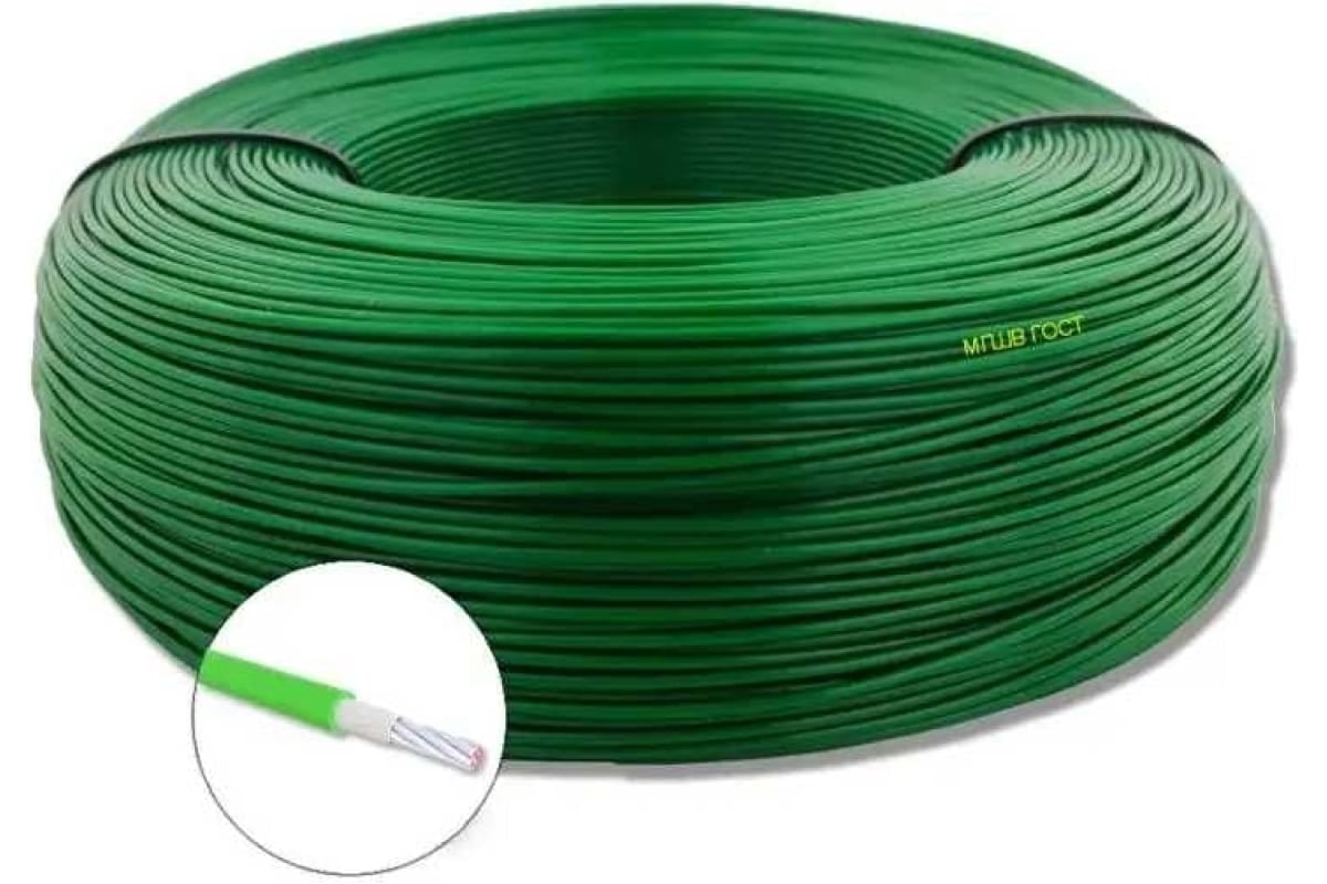 Провод монтажный МГШВ ПРОВОДНИК 1x1.5 мм2 Зеленый 50м OZ480540L50 ...