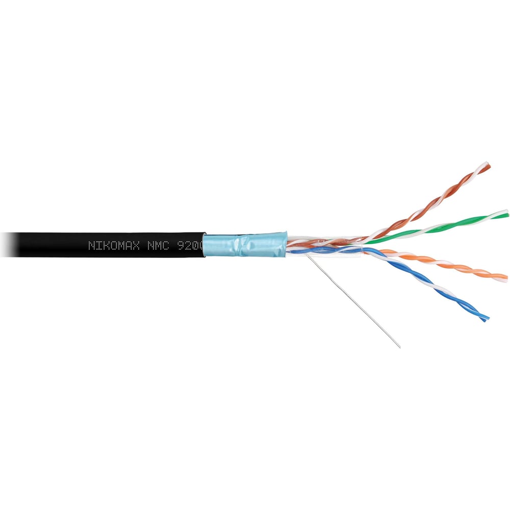 Кабель NIKOMAX F/UTP 4 пары, Кат.5e (Класс D), тест по ISO/IEC, 100МГц, одножильный, BC (чистая ...