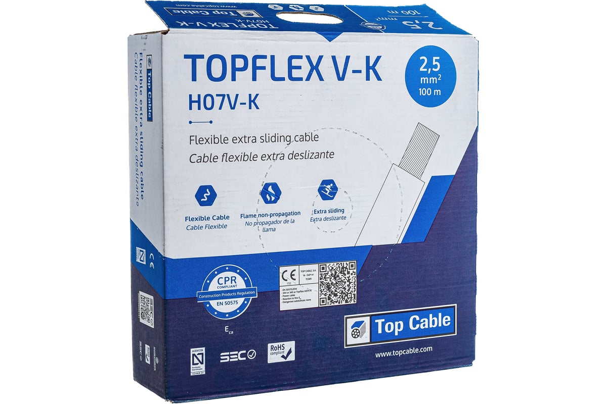 Монтажный гибкий провод Top Cable 1x2.5 красный TOPFLEX V-K H07V-K 131R002MR100 - выгодная цена ...