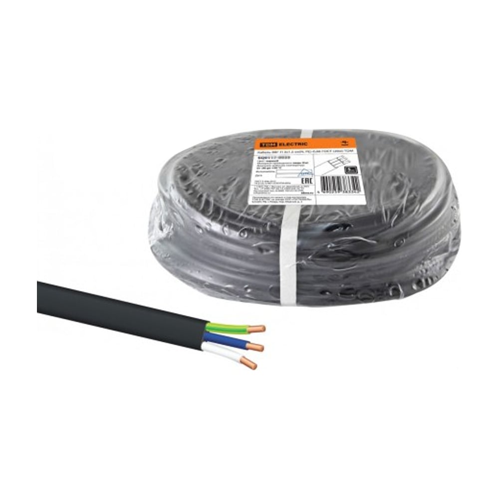 Провод TDM ВВГмб-П нг(А)-LS 3x6, 220/380, 100м, Народный SQ0117-1428 ...