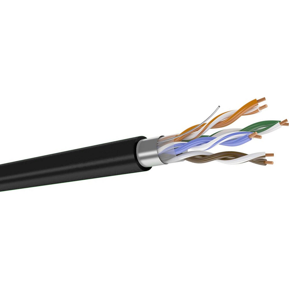 Кабель DATAREX категория 5е, 4 пары, f/utp, pe, жила 0,52, черный, внешний, катушка 305 м DR ...